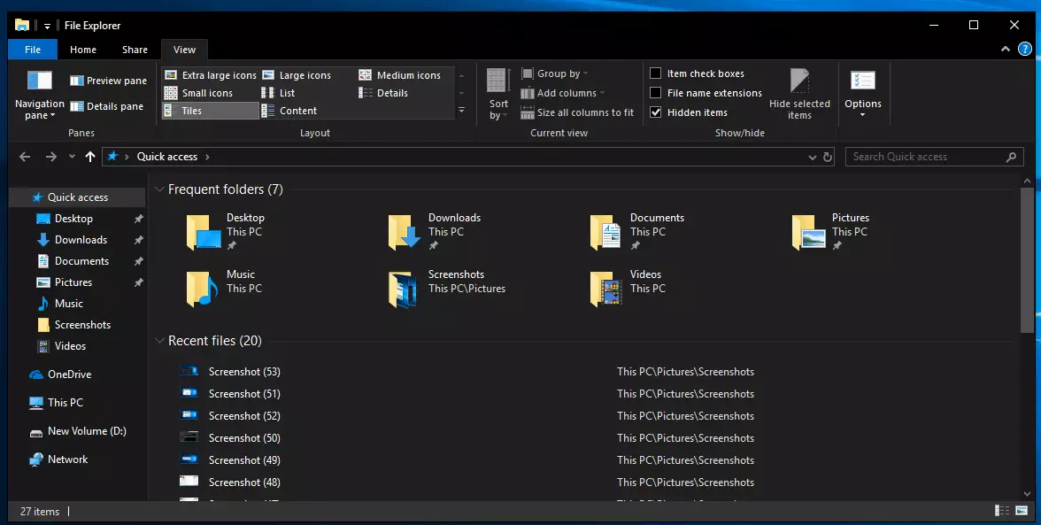 dark mode file explorer