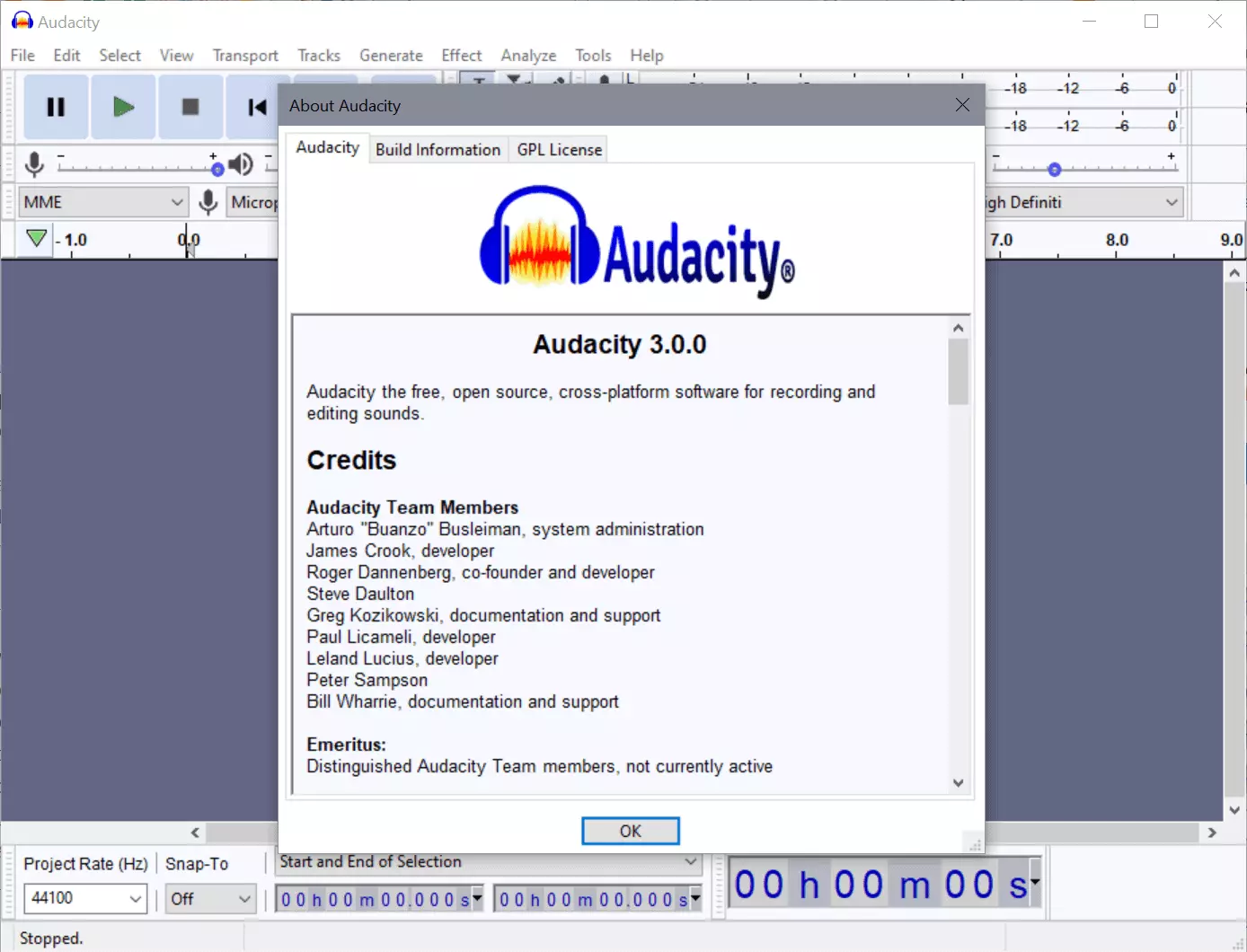 editor audio audacity 3.0.0