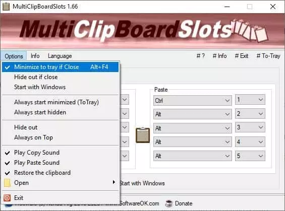 MultiClipBoardSlots-Optionen