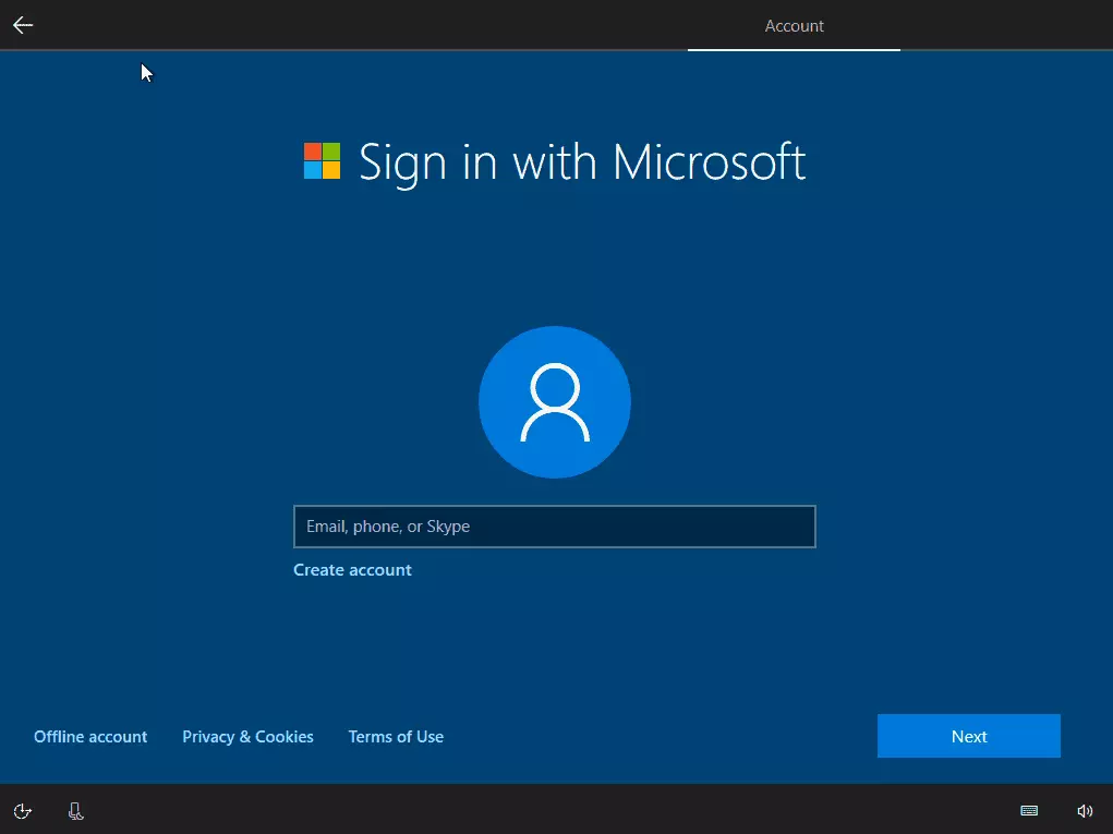 windows 10 offline account instellen