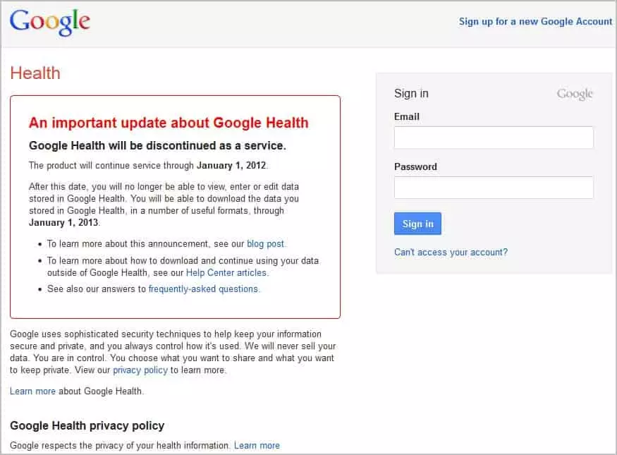 Google Health retirado, como exportar os teus datos