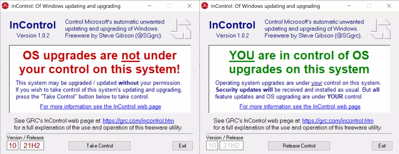 incontrol windows actualizări upgrade