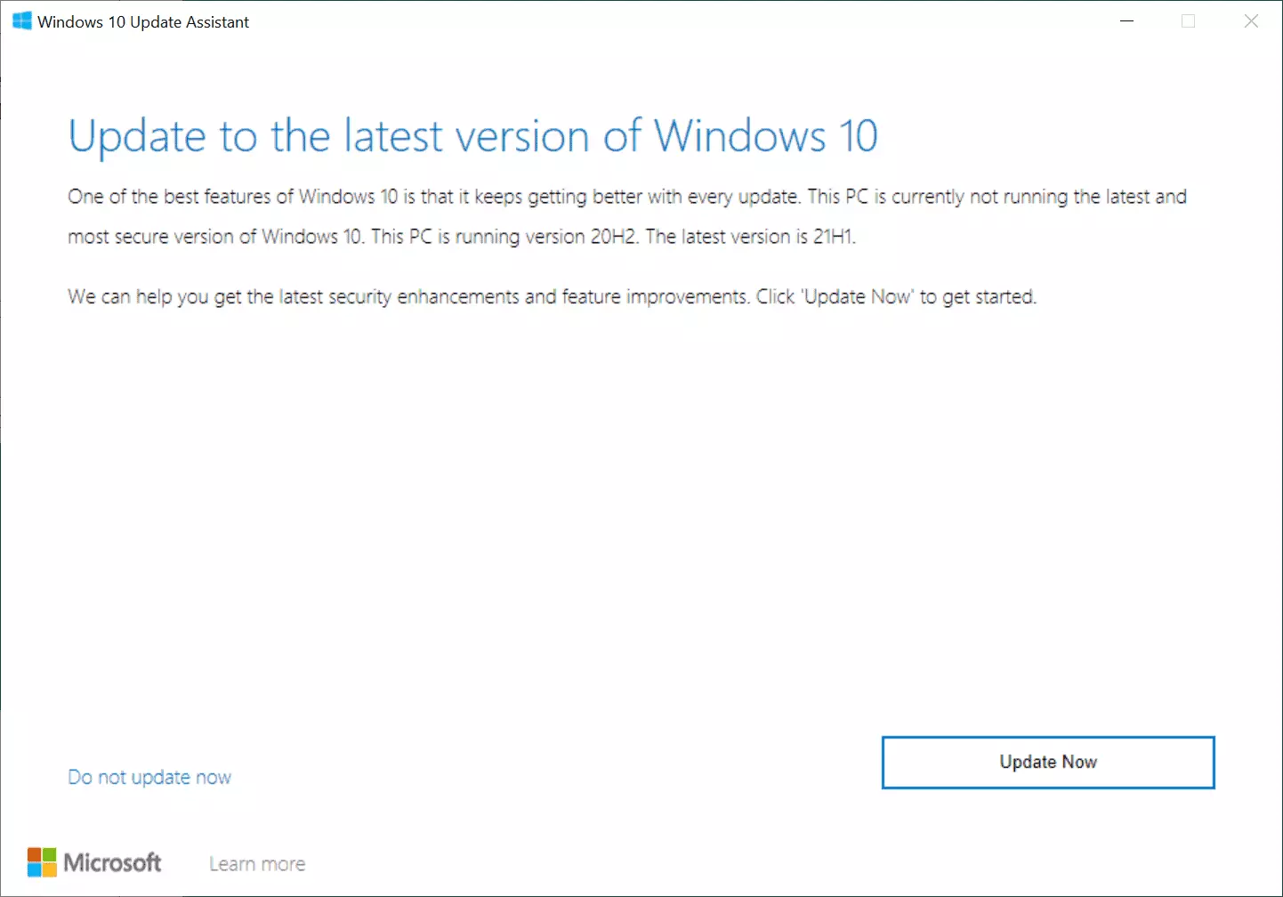 Windows 10 posodobitev 21h1