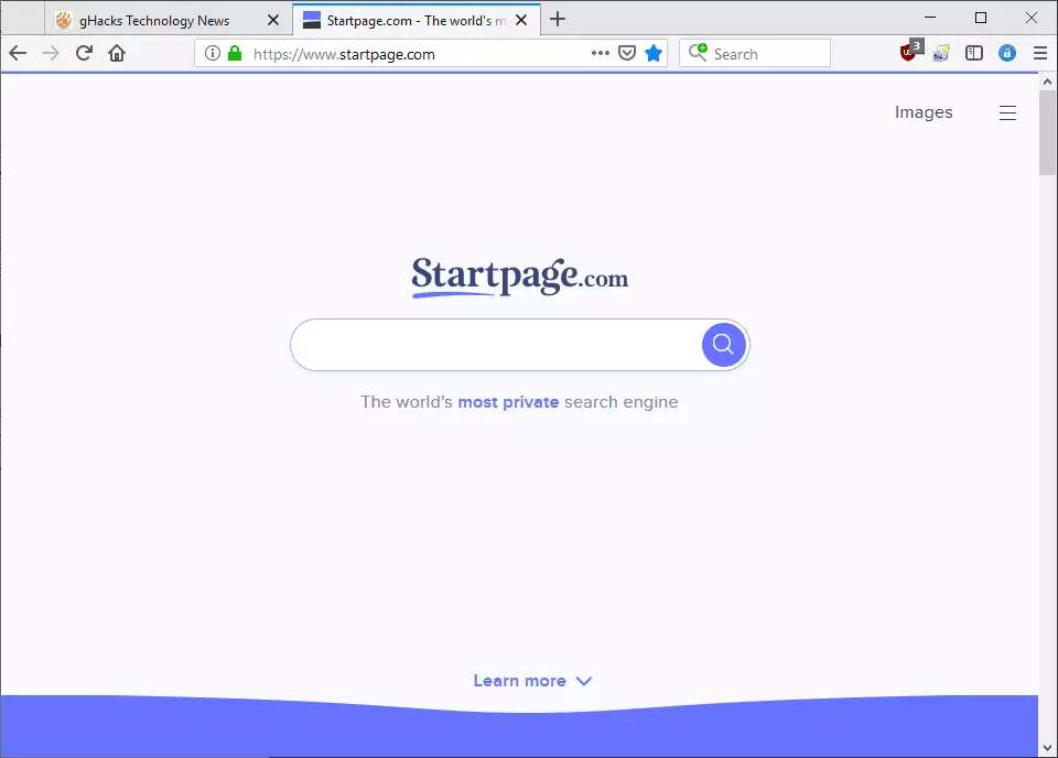 search engines test startpage