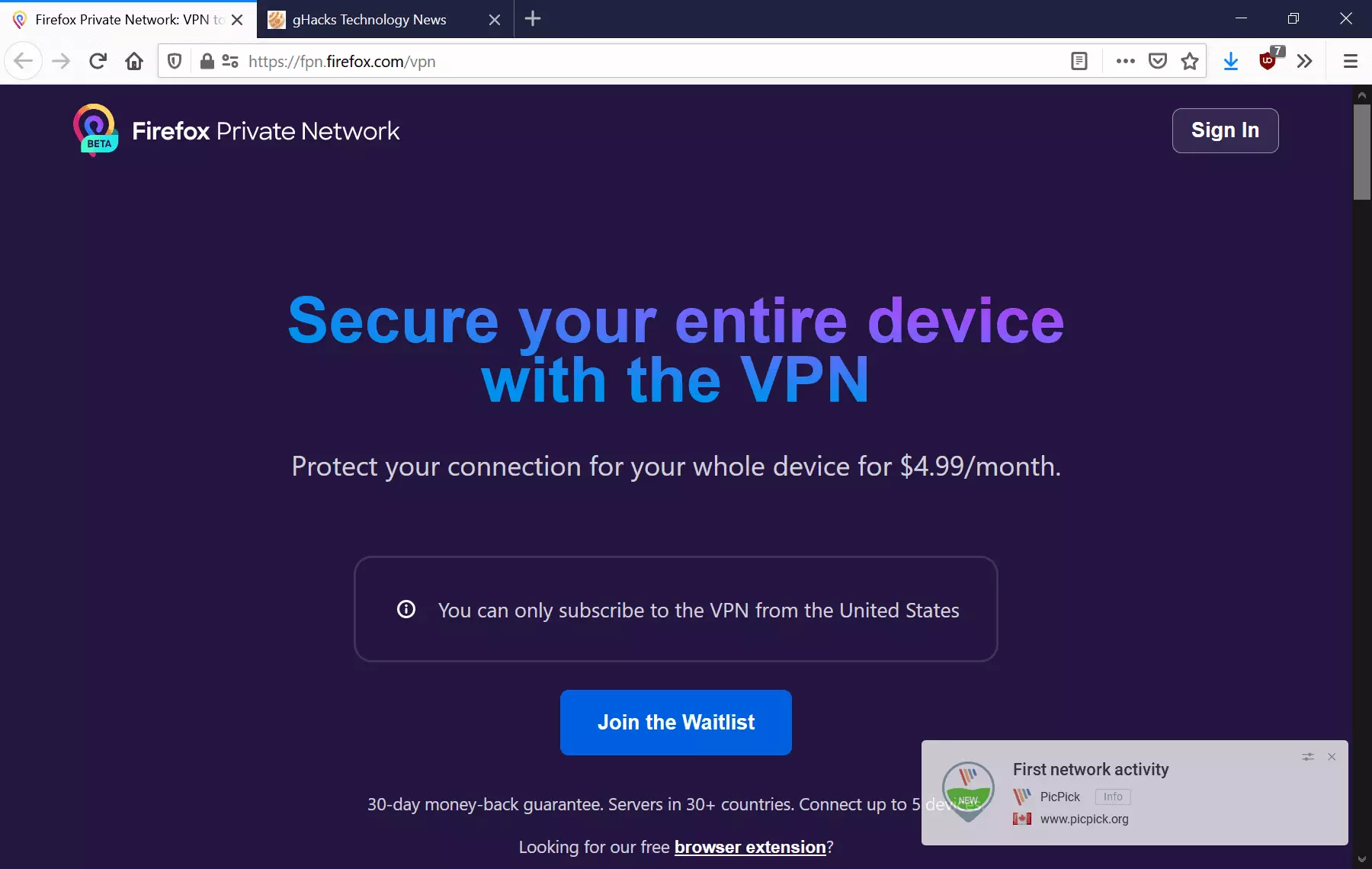 ഫയർഫോക്സ് മോസില്ല vpn