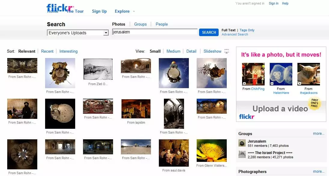 موقع استضافة الصور يعمل Flickr على تحسين صفحات نتائج البحث