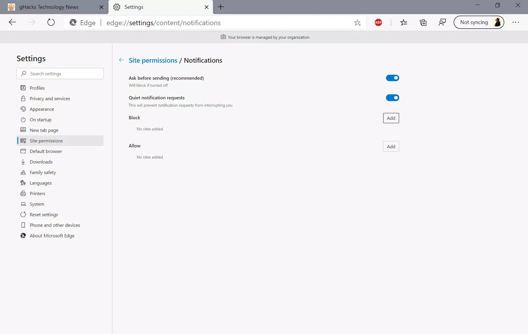 microsoft edge csendes értesítési kérések