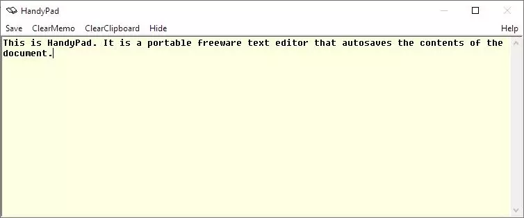 Ang HandyPad ay isang freeware na text editor na sumusuporta sa autosave