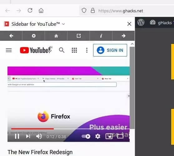 Duyệt YouTube từ bảng điều khiển bên với tiện ích mở rộng Thanh bên cho YouTube dành cho Opera và Firefox