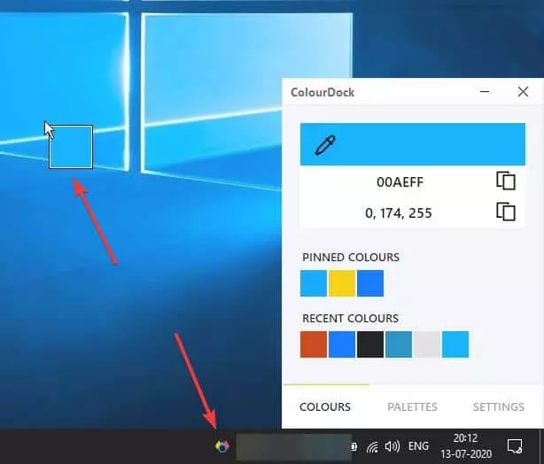 Obtenha os códigos de cores Hex e RGB de qualquer tom na tela com ColourDock