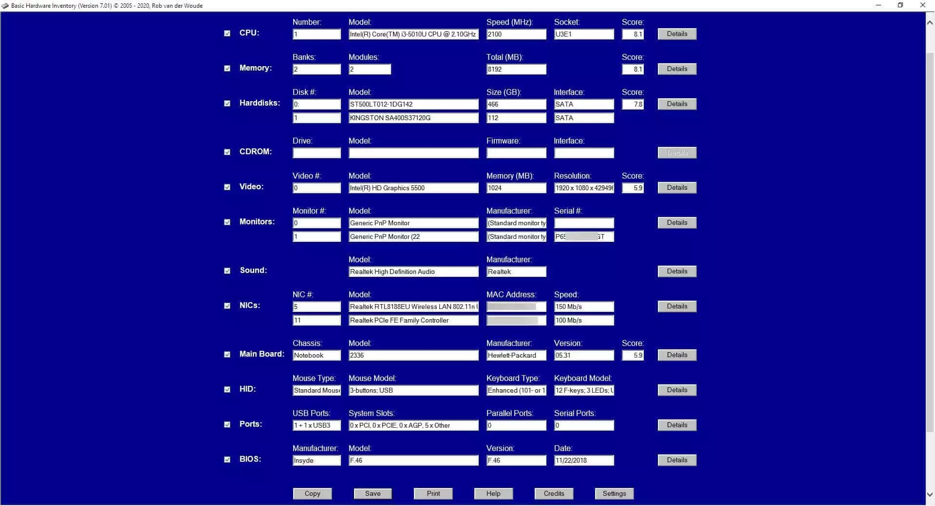 Fumana ingxelo yamacandelo ekhompyuter yakho kunye ne-Basic Hardware Inventory