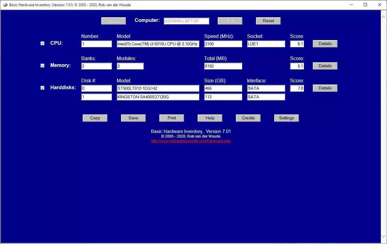 Inventario hardware di base - vista di base