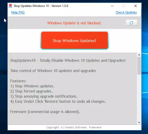 stop updates windows 10