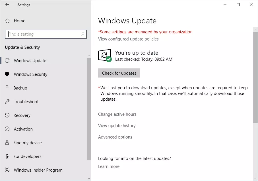 windows update check