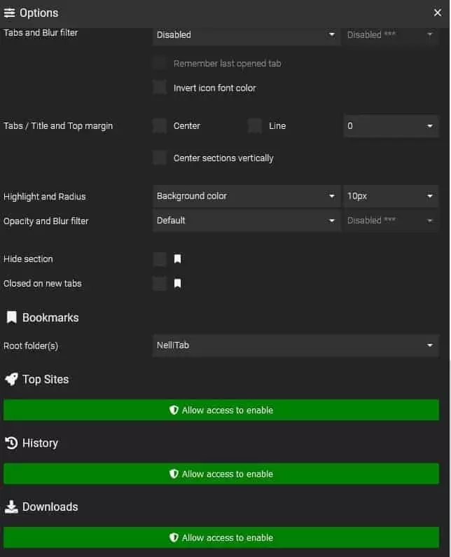 Configuración de NelliTab