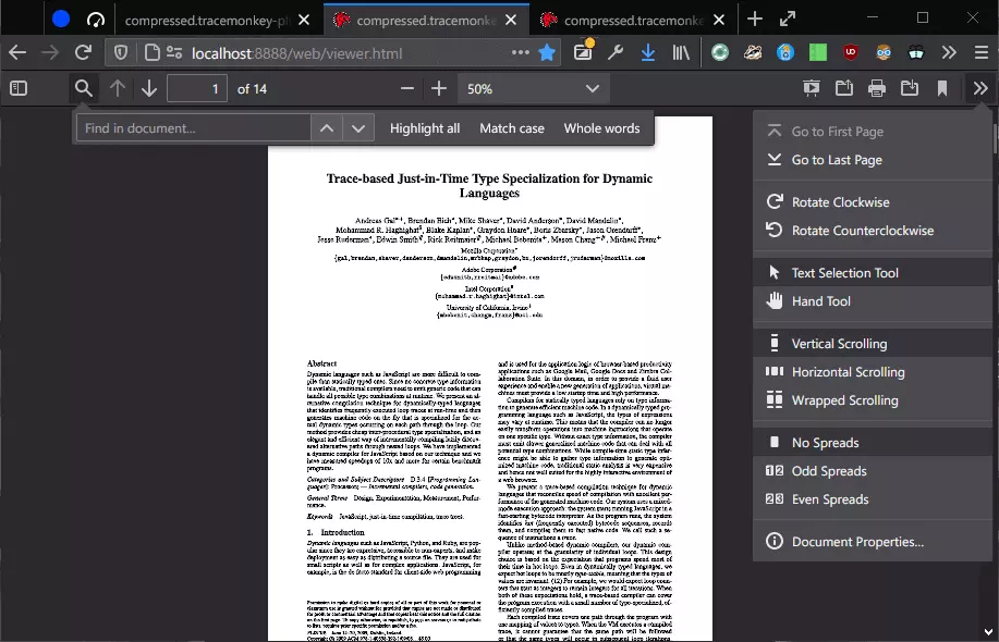 Firefox pdf-läsare mörk