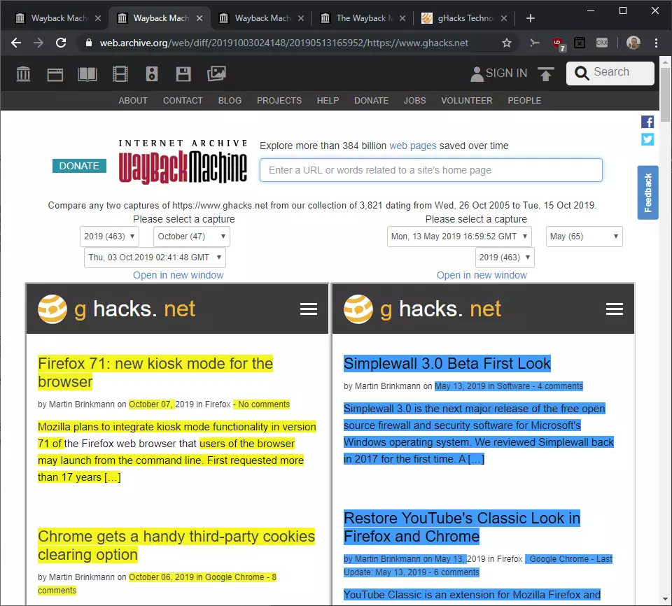 Ännerungen Websäit Highlight