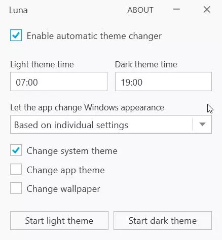 Changez automatiquement le thème et le fond d'écran Windows selon un calendrier avec Luna