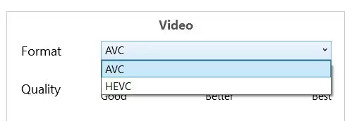 Tricycle video converter - set tipe encoding video