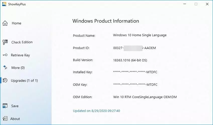 იპოვეთ თქვენი Windows პროდუქტის გასაღები ან გადაამოწმეთ იგი ShowKeyPlus-ით