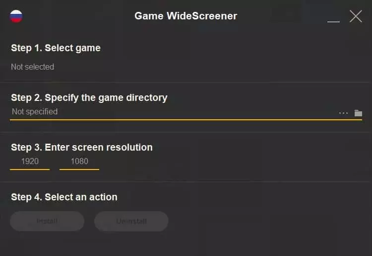 Game Widescreener-koppelvlak