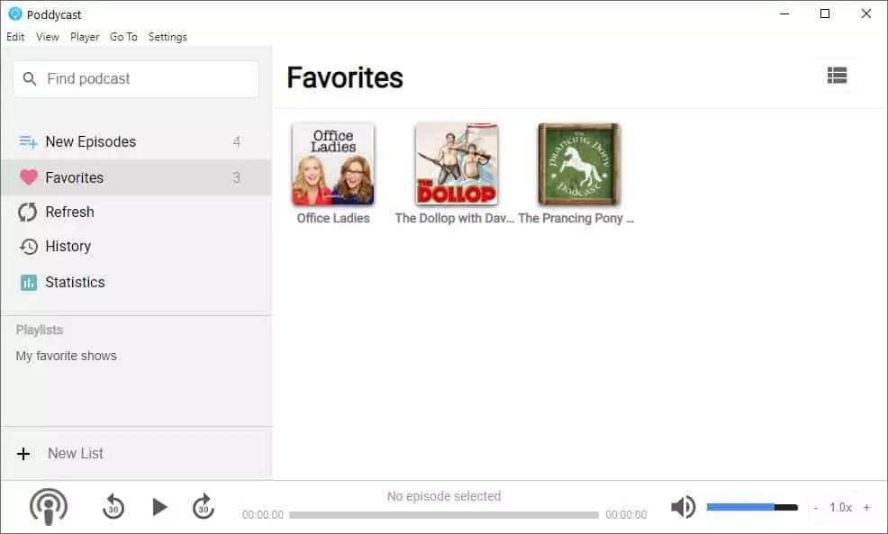 Poddycast adalah aplikasi desktop yang dapat mengalirkan podcast favorit Anda