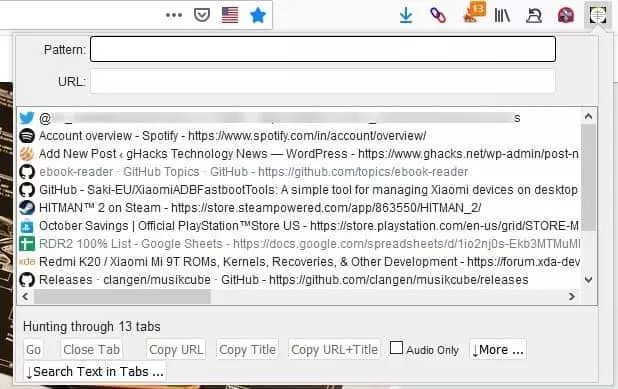 Mabilis na makahanap ng mga tab gamit ang extension ng Tabhunter para sa Firefox at Chrome