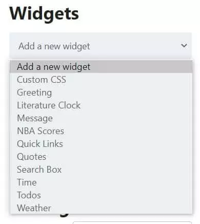 Tabliss widgets