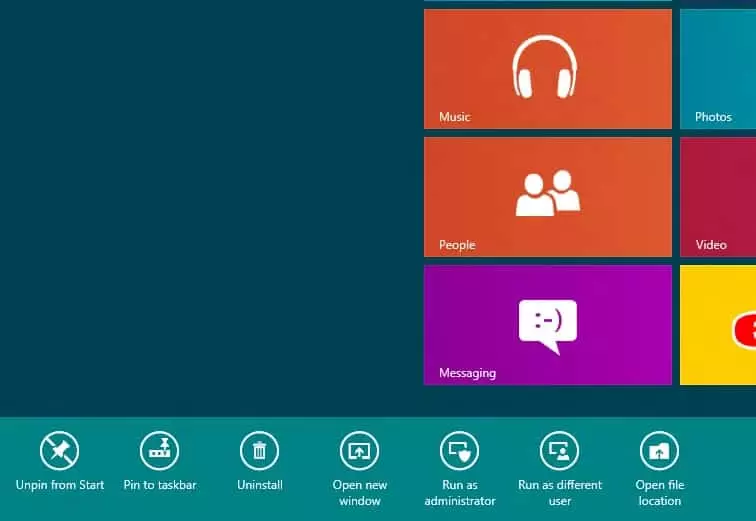 เพิ่มการเรียกใช้ในฐานะผู้ใช้อื่นในหน้าเริ่มต้นของ Windows 8