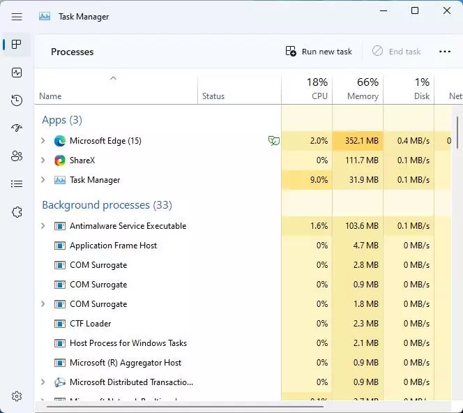 ejecutar el botón de nueva tarea en el administrador de tareas de Windows 11