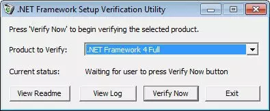 Microsoft Net Framework Verification Tool ອັບເດດເອົາການຮອງຮັບ 4.5