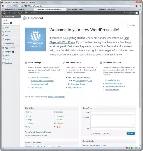 τοπική εγκατάσταση wordpress