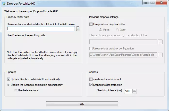 Dropbox Portable AHK ដំណើរការ Dropbox ដោយមិនចាំបាច់ដំឡើង