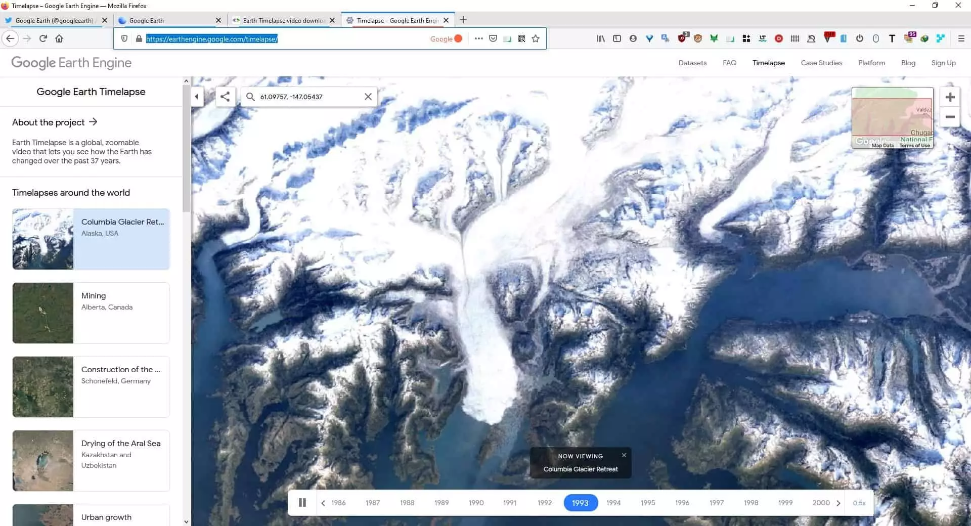 Google Earth ၏ Timelapse လုပ်ဆောင်ချက်သည် နှစ် 30 ကျော်ကြာ ကမ္ဘာဂြိုဟ် မည်သို့ပြောင်းလဲသွားသည်ကို ပြသသည့် ဗီဒီယိုများ