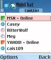 تلفن همراه چت IM، MSN، یاهو