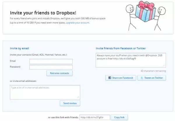 dropbox dəvət