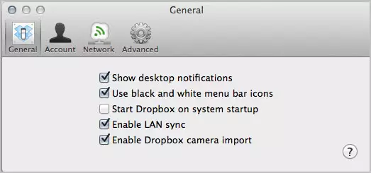 aktifkan impor foto dropbox