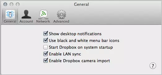 ngaktifake ngimpor foto dropbox