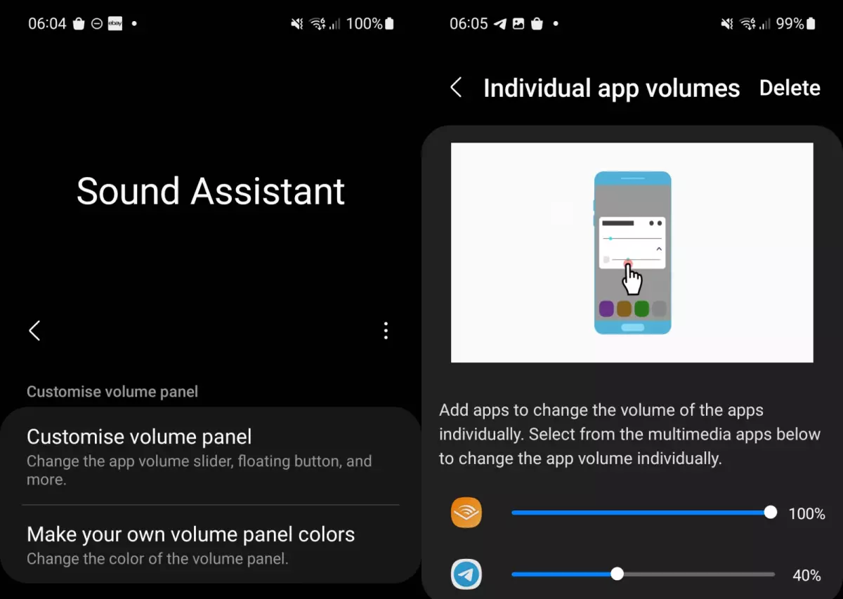 Samsung Galaxy용 SoundAssistant는 앱별 볼륨 컨트롤을 제공합니다.