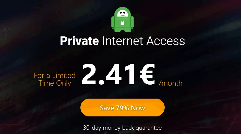Mga Deal sa Ghacks: Private Internet Access VPN alang sa 79% nga diskwento