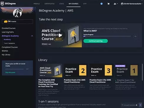Akce Ghacks: Online kurzy a praktické zkoušky BitDegree Academy AWS