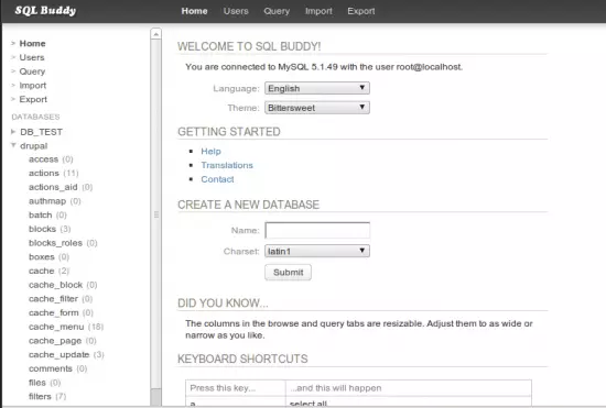 Ongelooflike eenvoudige MySQL-administrasie met SQL Buddy 2706_1