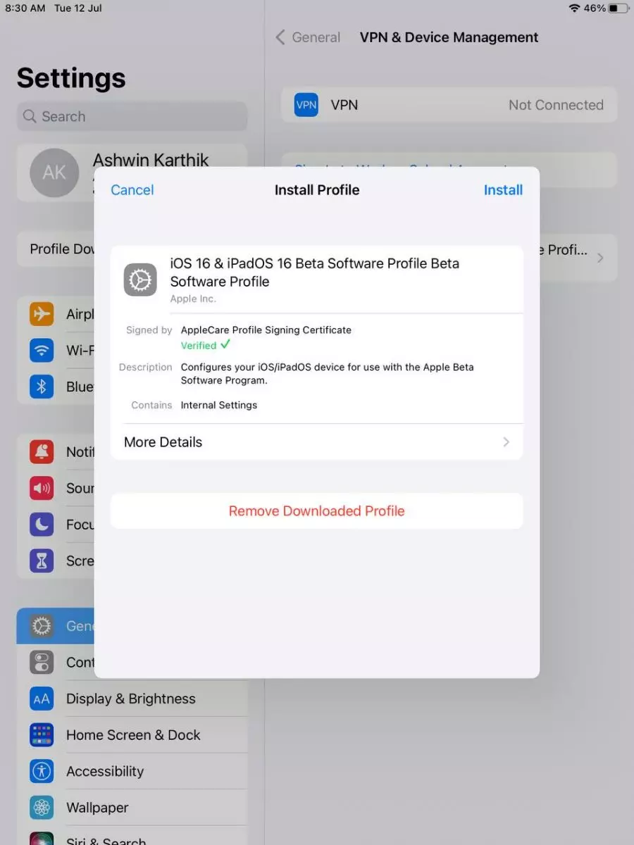 iOS 16 ແລະ iPadOS 16 beta