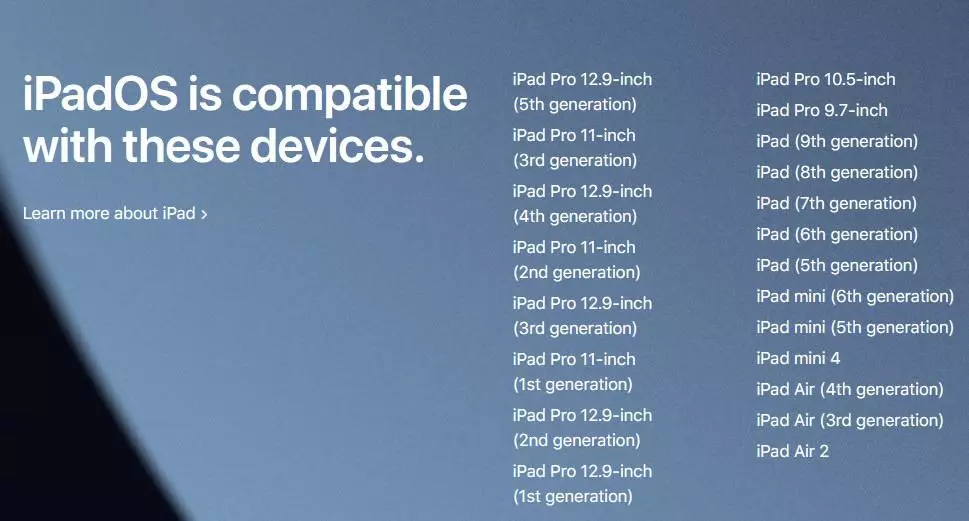 符合 iOS 15 更新条件的 iPad 列表