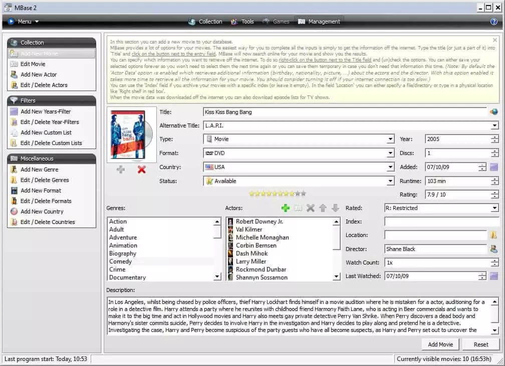 Movie Database Software MBase 2