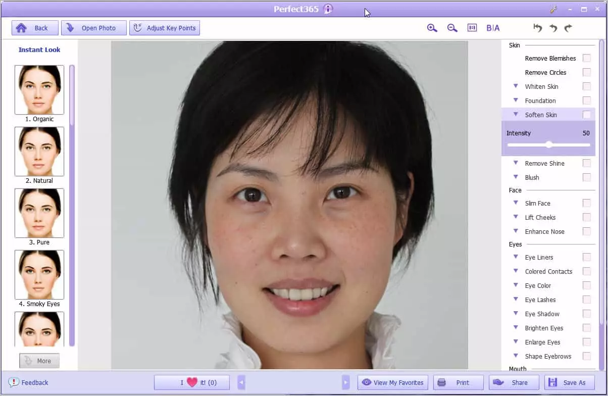 Perfect365, ງ່າຍຕໍ່ການໃຊ້ Makeover Software