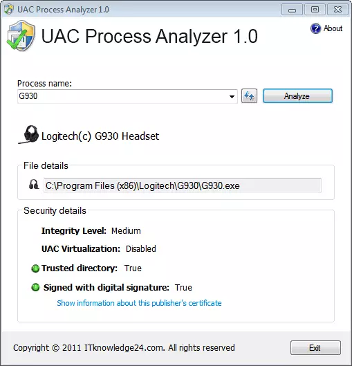 analyseur de processus uac