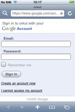 orkut tus ID nkag mus mobile