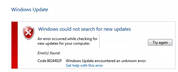 Windows eguneratzearen errorea
