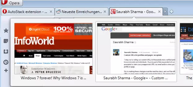 Opera AutoStack Add-on: تبديل ڪريو اوپيرا جي ٽيب اسٽيڪنگ رويي